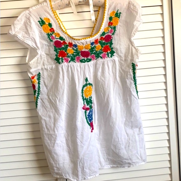 FARM Rio | Tops | Mexican Spanish Embroidered 0 Cotton Peasant Blouse ...